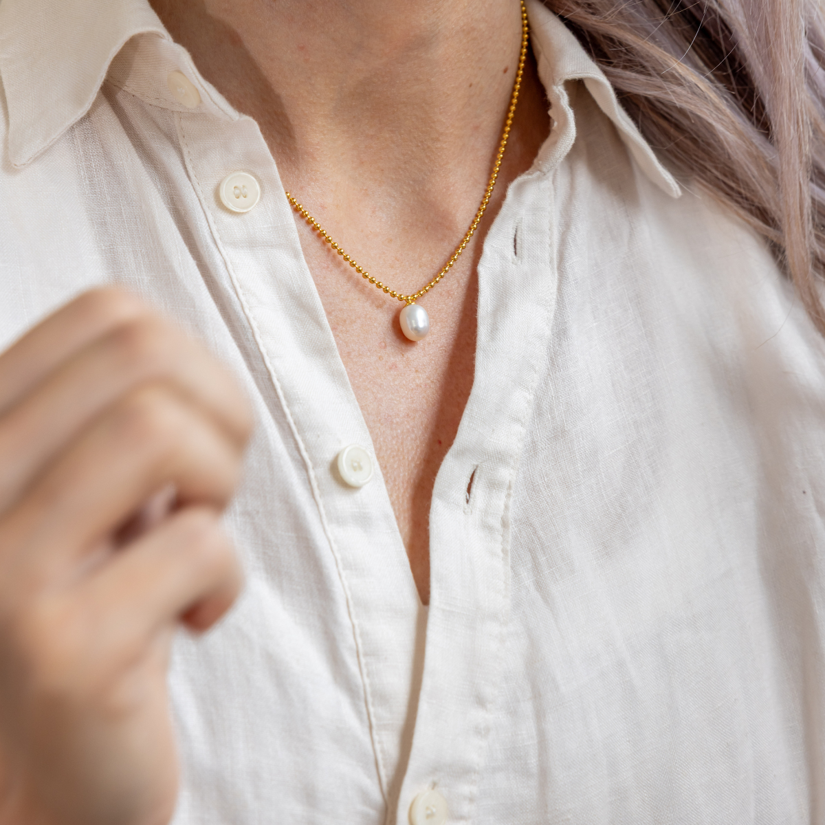 Palma Pearl Necklace in 18kt Gold Vermeil on Sterling Silver – BRYONY BEL.